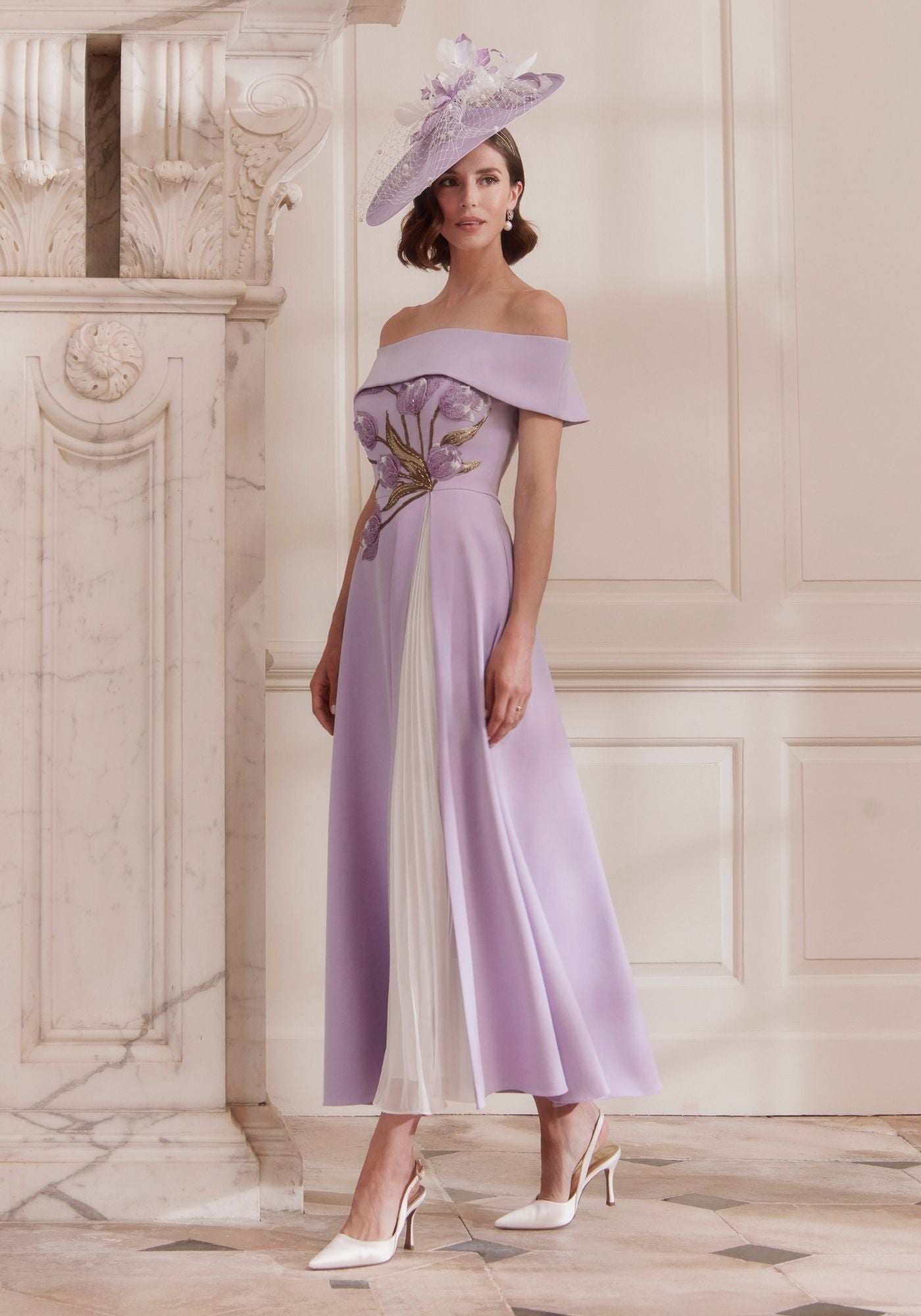 66714 Off-the-Shoulder A-Line Dress with Chiffon Godet | Mother of the ...